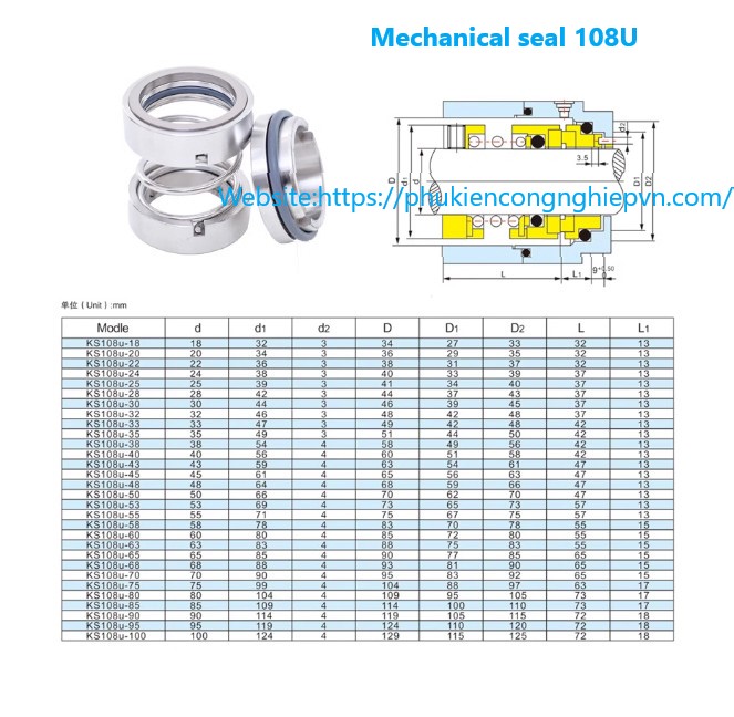 Phớt máy bơm làm kín cơ khí type 108U